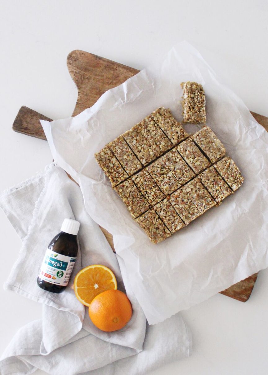 Orange Omega No-Bake Granola Bars (gluten free) - Fraiche Living