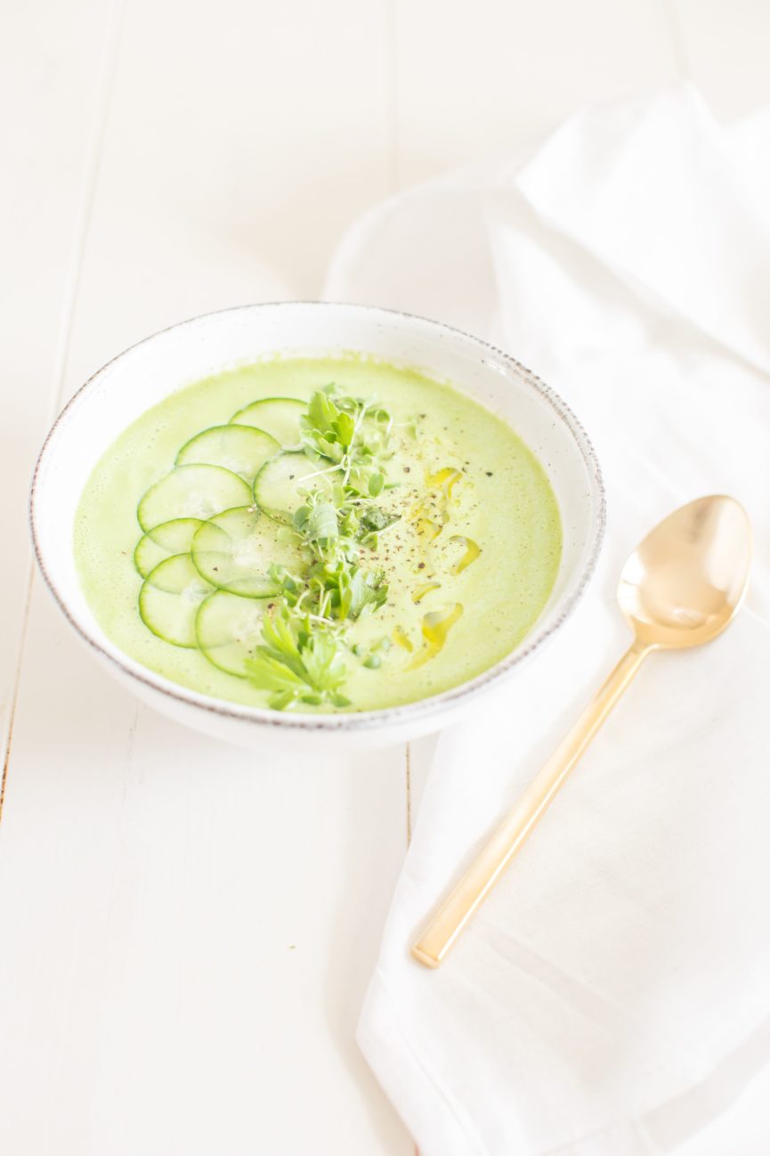 Green Gazpacho (cold cucumber soup) - Fraiche Living