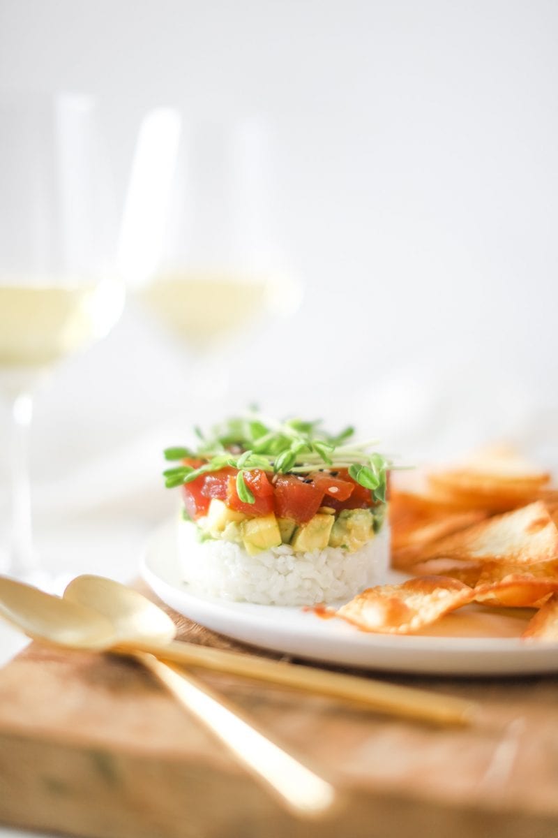 Tuna Stack with Wonton Chips - Fraiche Living