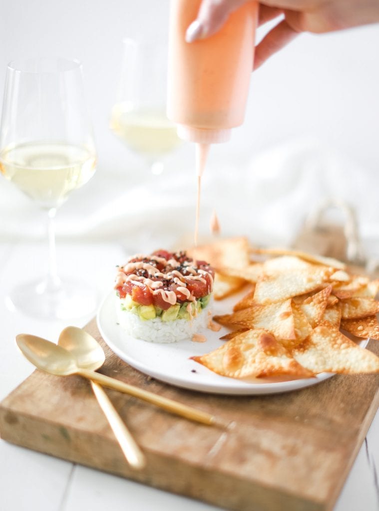 Tuna Stack with Wonton Chips - Fraiche Living
