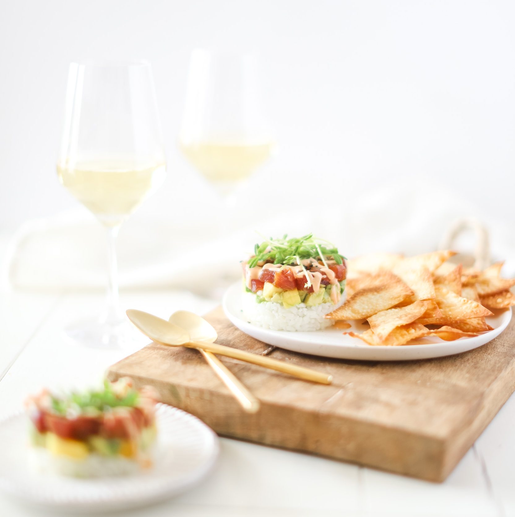 Tuna Stack with Wonton Chips - Fraiche Living