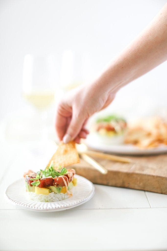 Tuna Stack with Wonton Chips - Fraiche Living
