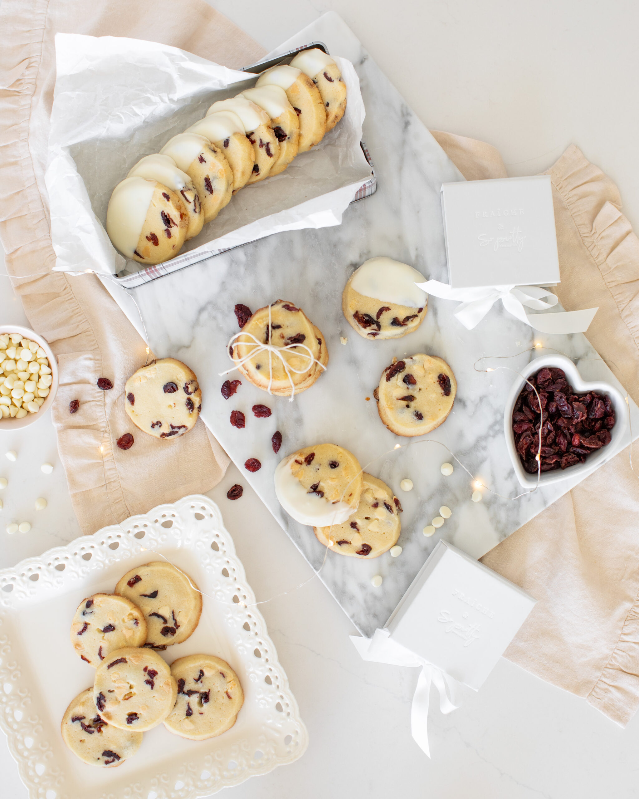 Cranberry White Chocolate Slice & Bake Cookies - Fraiche Living